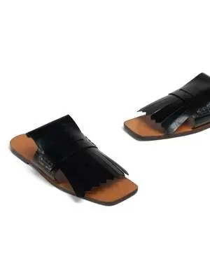 Marni Fringed Leather Flat Sandals