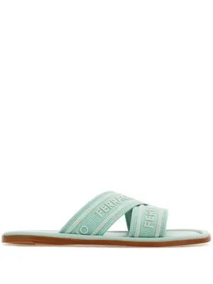 FERRAGAMO Logo-print Round-toe Slides