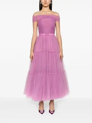 ANA RADU Off-shoulder Fluted Maxi Dress - Purple