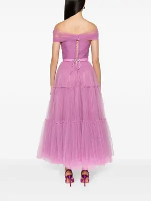 ANA RADU Off-shoulder Fluted Maxi Dress - Purple
