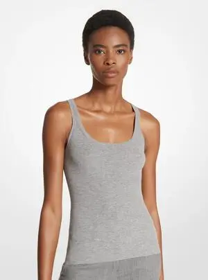 Michael Kors Ribbed Stretch Viscose Tank Top - Grey