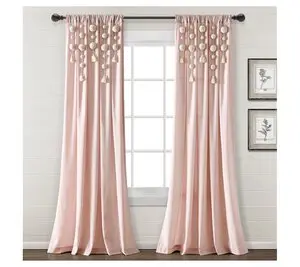 LUSH DECOR Boho Pom Pom Tassel Curtain By - One-color