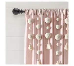 LUSH DECOR Boho Pom Pom Tassel Curtain By