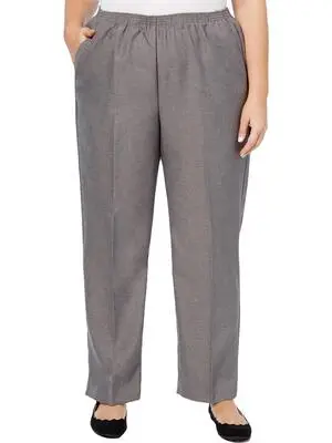 ALFRED DUNNER Plus Classics Womens Stretch Pull On Pants - Grey