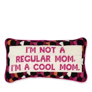 FURBISH Cool Mom Needlepoint Decorative Pillow - Pink