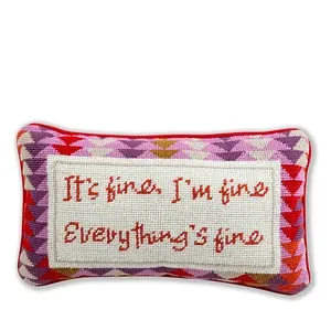 FURBISH Everything's Fine Needlepoint Decorative Pillow Red