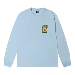 StÜssy Flower Grid Pigment Dyed Long-sleeve Tee 'sky - Blue