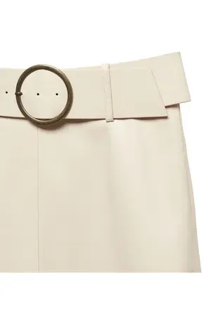 Mango Faux Leather Belted Skirt