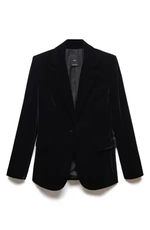 Mango Velvet Blazer - Black
