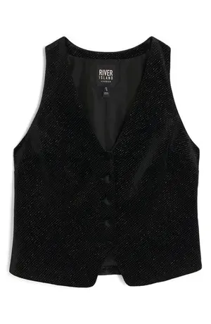 RIVER ISLAND Sparkle Button Front Waistcoat