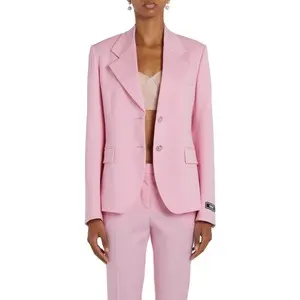 Versace Medusa Single Breasted Stretch Virgin Wool Blazer - Light Pink