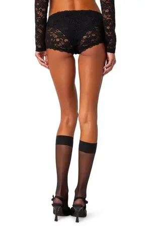 EDIKTED Estella Sheer Lace Micro Shorts