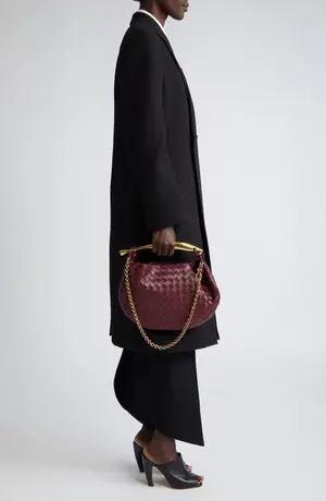 Bottega Veneta Small Sardine Intrecciato Top Handle Bag - Barolo/brass