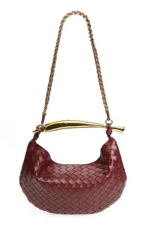 Bottega Veneta Small Sardine Intrecciato Top Handle Bag - Barolo/brass