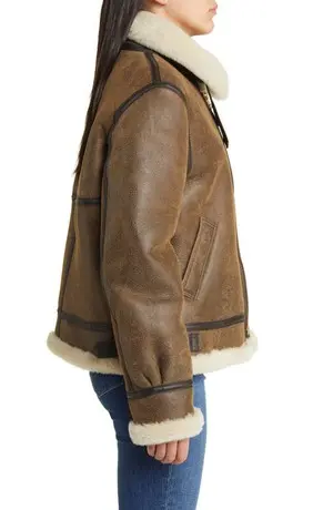 SCHOTT Genuine Shearling & Leather Bomber Jacket