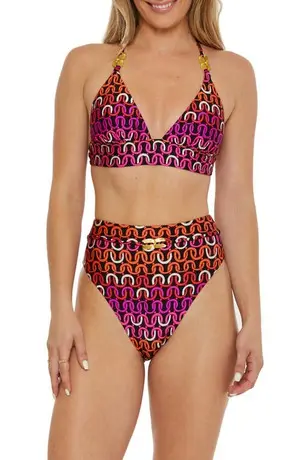 Trina Turk Echo Belted High-waist Bikini Bottom