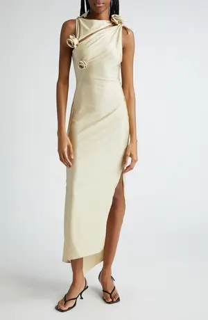 Coperni Rosette Cutout Gown - Beige