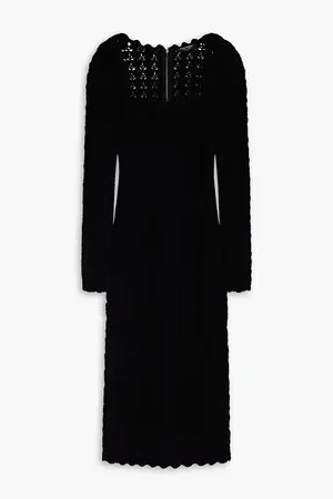 Dolce & Gabbana Dolce&Gabbana Crocheted Wool-Cashmere Midi Dress - Black