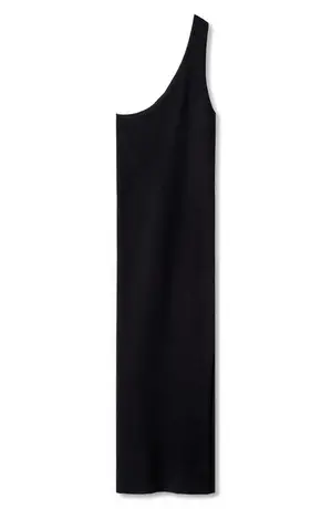 Mango One-shoulder Rib Midi Dress With Slit
