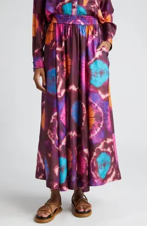 Zimmermann Acadian Tie Dye Silk Maxi Skirt