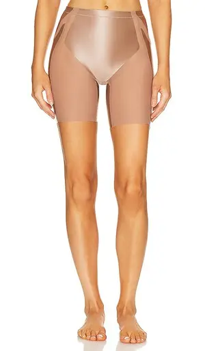 Spanx Spanxshapeâ¢ Booty-lifting Mid-thigh Short In Beige - Cafe Au Lait
