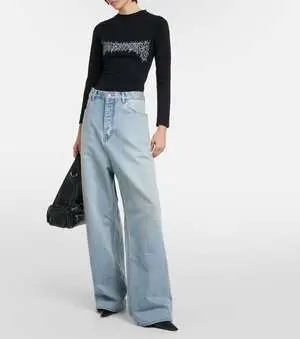 Balenciaga Mid-rise Wide-leg Jeans - Blue