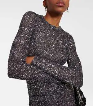 Balenciaga Sequined Metallic Knit Sweater