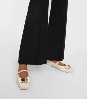 FERRAGAMO Zina Leather Ballet Flats - White