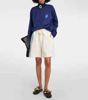 JW Anderson High-rise Cotton And Linen Shorts - Neutrals