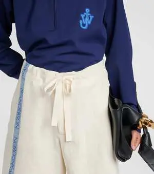 JW Anderson High-rise Cotton And Linen Shorts - Neutrals