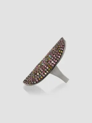 Nina Gilin Rhodium-plated & Tourmaline Ring