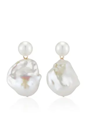 Mateo Duality 14k Yellow Gold Pearl Earrings