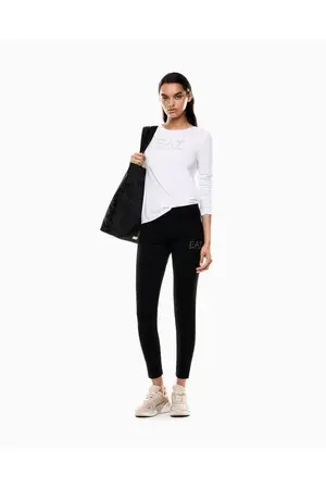 EA7 Evolution Stretch Cotton-jersey Leggings - Black