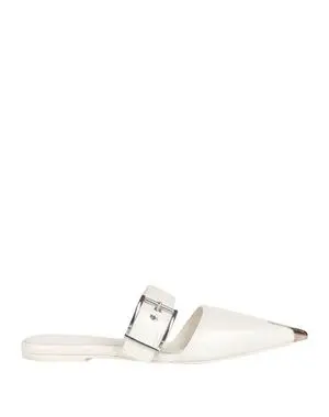 Alexander McQueen Leather Mules With Appliqués And Buckle Fastening - White