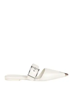 Alexander McQueen Leather Mules With Appliqués And Buckle Fastening - White