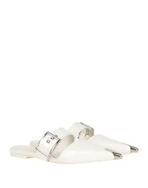 Alexander McQueen Leather Mules With Appliqués And Buckle Fastening - White