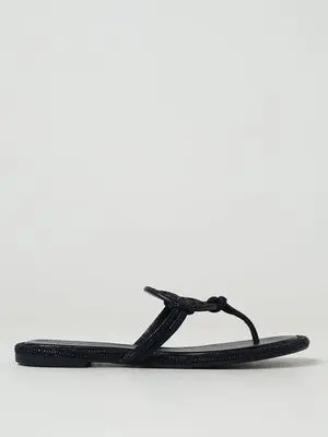Tory Burch Suede Flip Flops With Rhinestones
