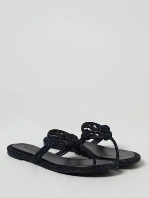 Tory Burch Suede Flip Flops With Rhinestones