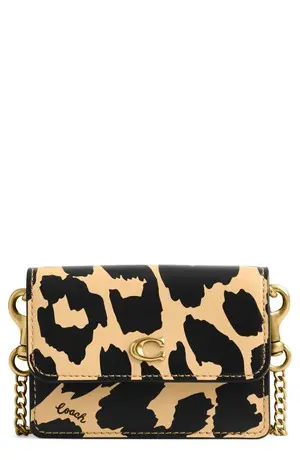 COACH Print Leather Half Flap Crossbody Card Case