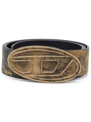 DIESEL® Logo-buckle Leather Belt - Brown