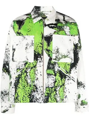 44 LABEL GROUP Corrosive-print Denim Jacket - White