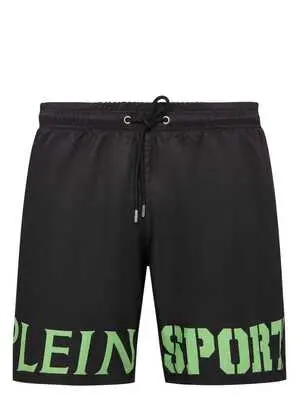 PLEIN SPORT Logo-print Drawstring Swim Shorts - Black