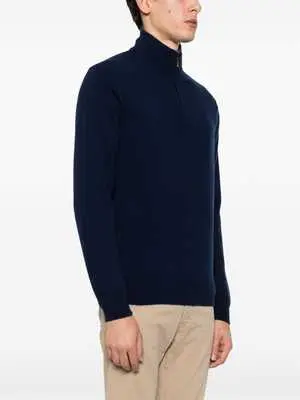 CRUCIANI Half-zip Cashmere Jumper - Blue