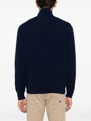 CRUCIANI Half-zip Cashmere Jumper - Blue