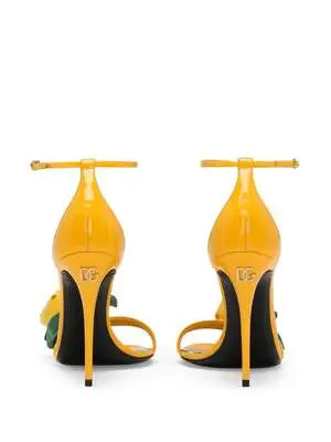 Dolce & Gabbana 105mm Keira Floral-appliqué Leather Sandals - Yellow