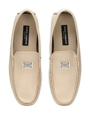 Dolce & Gabbana Logo-plaque Leather Loafers - Neutrals