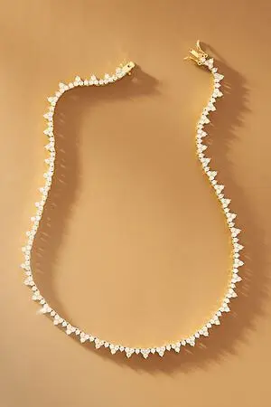 Anthropologie Cubic Zirconia Tennis Necklace - Gold
