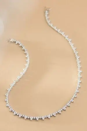 Anthropologie Cubic Zirconia Tennis Necklace - Silver