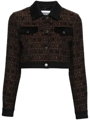 Moschino Logo-print Cotton-blend Cropped Jacket