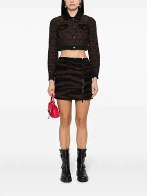 Moschino Logo-print Cotton-blend Cropped Jacket